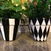 Black and White Checkered Pot Planter, Three Piece Set, Whimsical ...