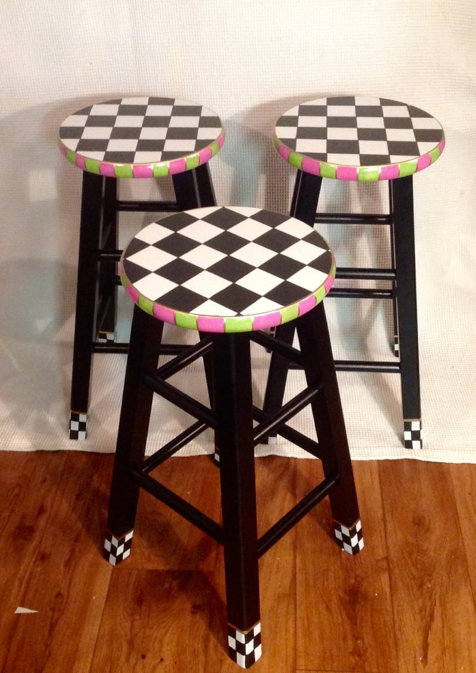 Whimsical Painted Furniture, Painted Bar Stool 29 Inch or 24 Inch Hand ...
