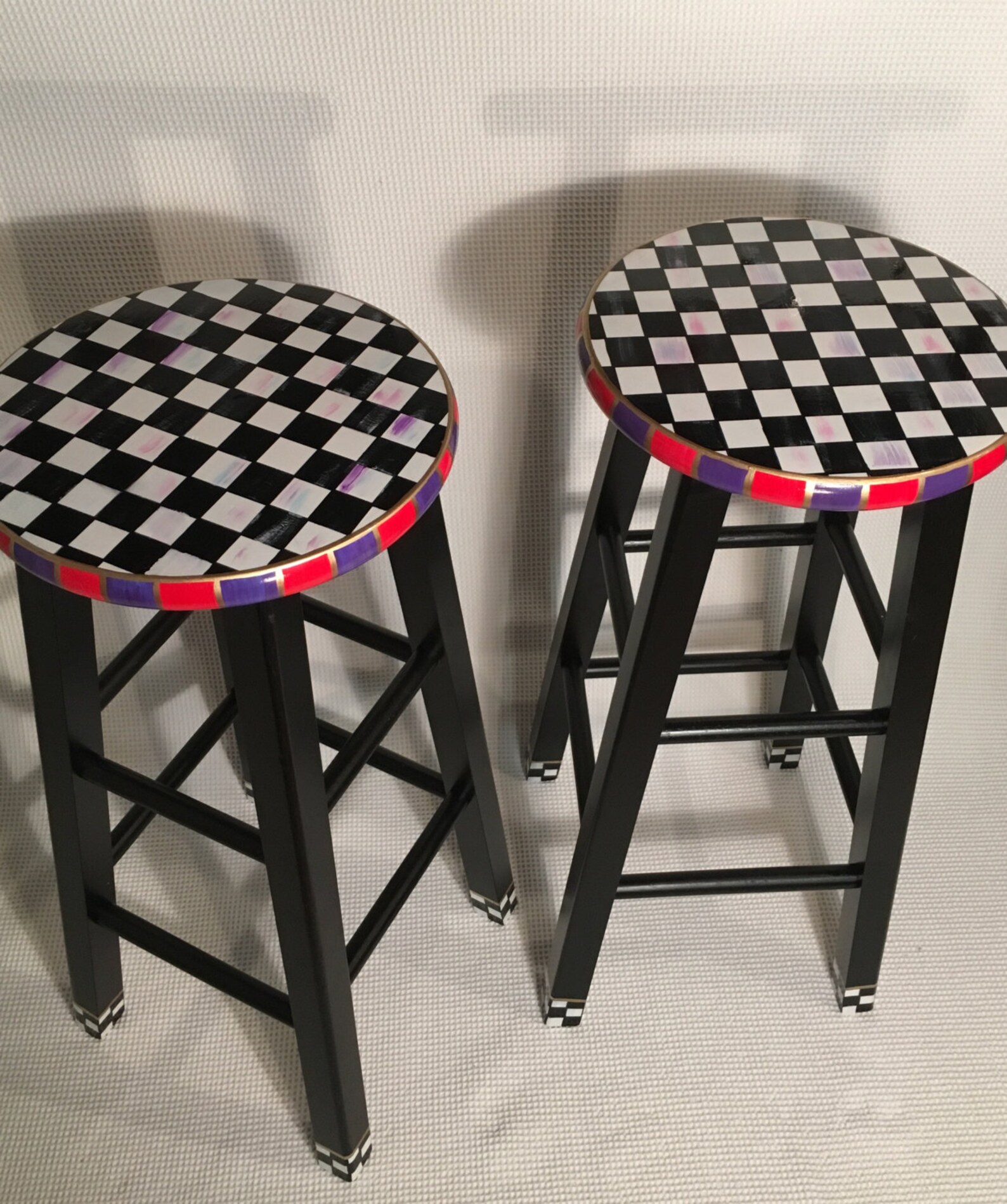 Whimsical Painted Furniture, 24 Inch Painted Bar Stool, 24" Hand ...