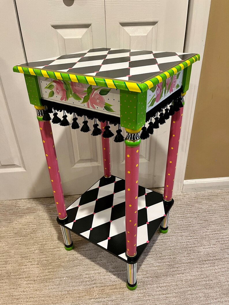 Hand Painted Whimsical Side Table, Alice in Wonderland Decor - Etsy