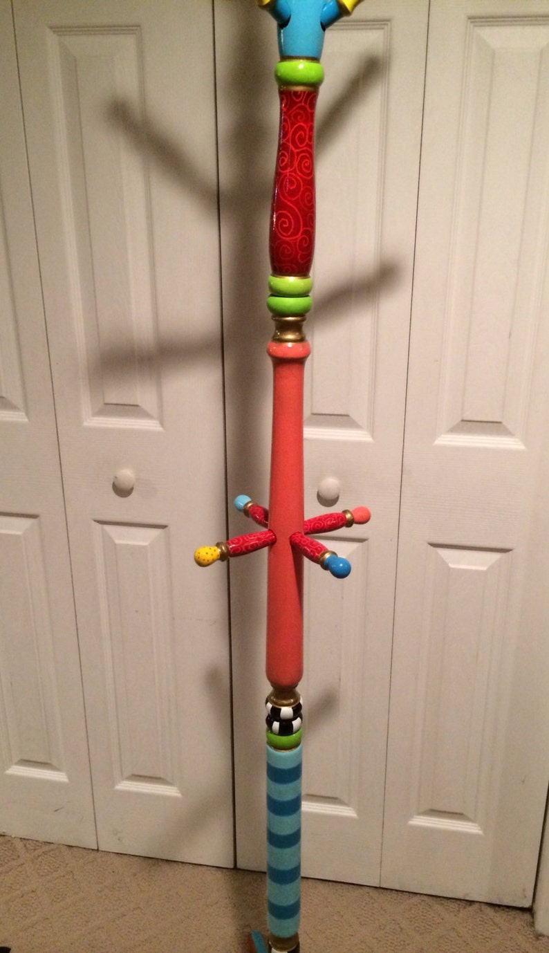 Hand-painted Wood Coat Rack, Whimsical Clothes Tree, Custom Colors - Etsy