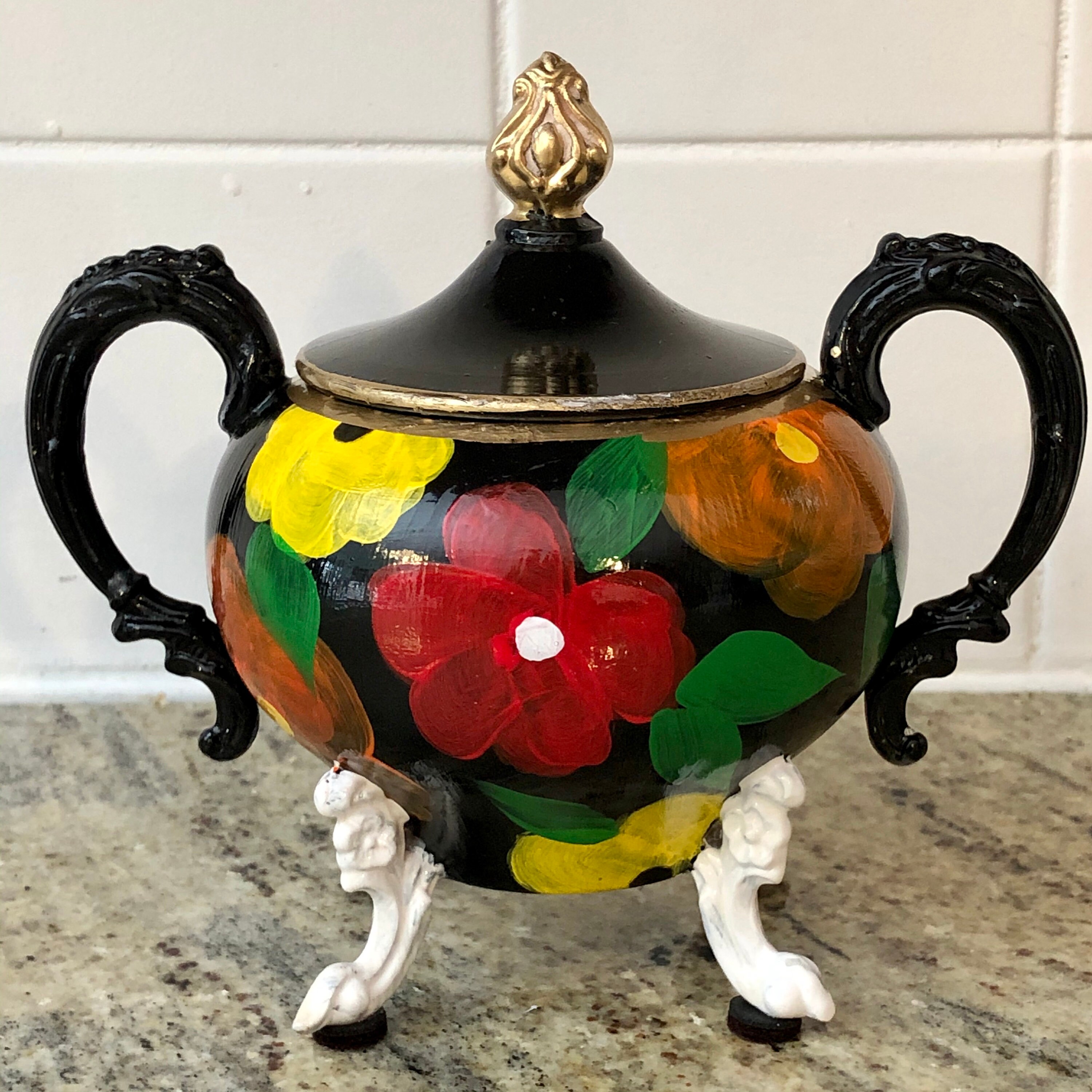 Painted Tea Set Painted Silver Tea Set Whimsical Painted Tea | Etsy