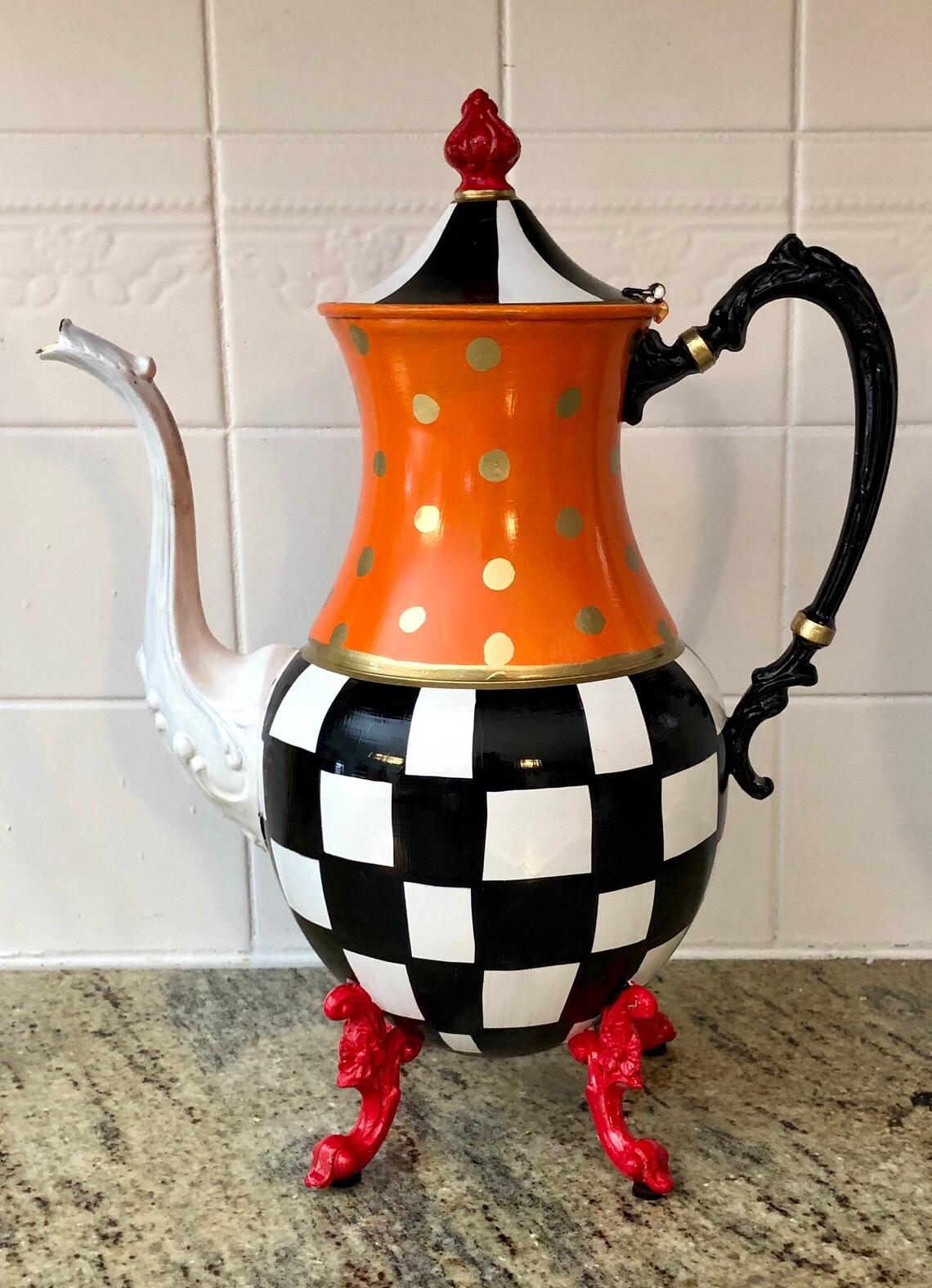 Painted Tea Set Painted Silver Tea Set Whimsical Painted Tea - Etsy