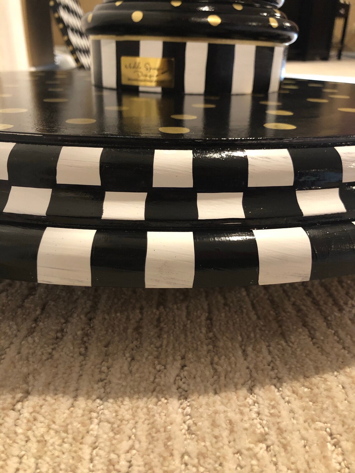 Whimsical Round Pedestal Table Base Wood Painted Table Base - Etsy