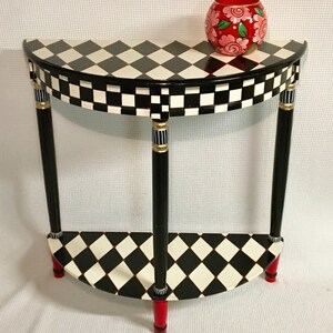 Harlequin Painted Crescent Table, Whimsical Accent Furniture - Etsy