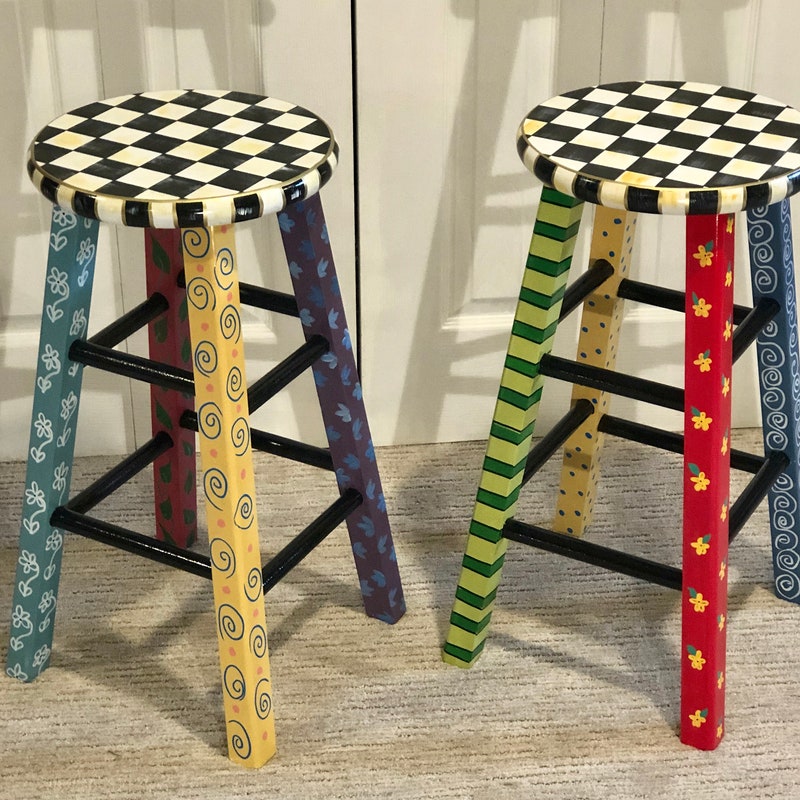 Hand Painted Stool - Etsy