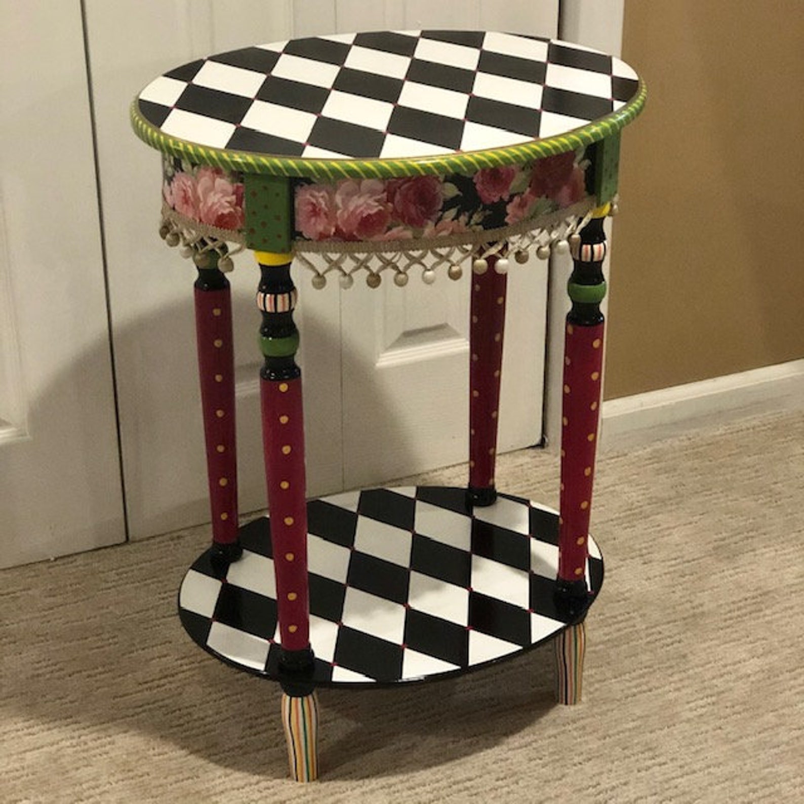 Whimsical Painted Oval Table Furniture Whimsical Painted - Etsy