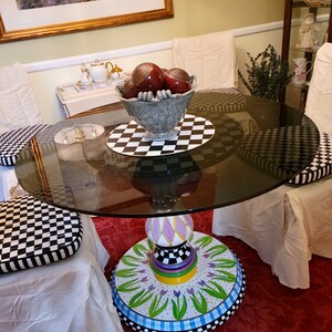 Whimsical Round Pedestal Table Base Wood, Painted Table Base, Round ...