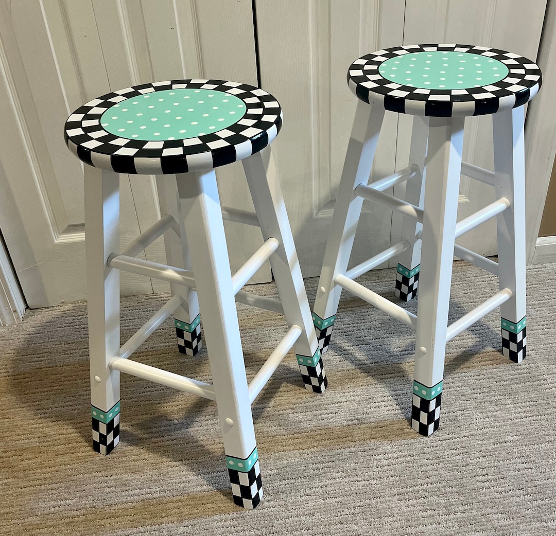 Whimsical Painted Furniture, 24 Inch or 29 Inch Painted Bar Stool ...