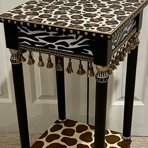 Whimsical Leopard Painted Table, Whimsical Painted Table, Painted ...