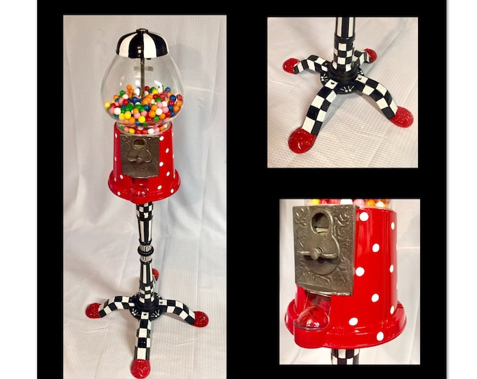 Gumball Machine With Stand, Hand Painted Gumball Machine, Whimsical ...