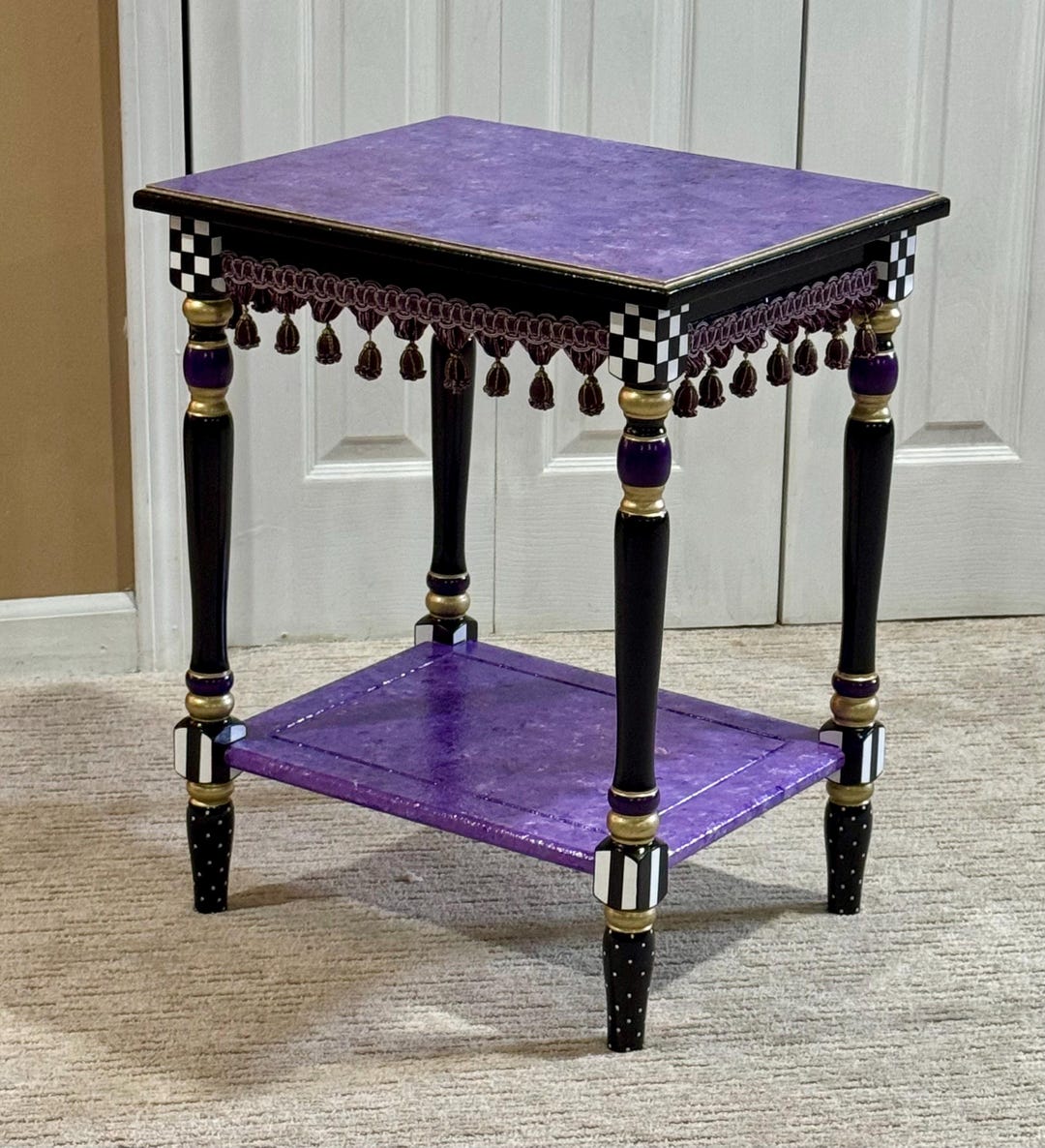Hand-painted Purple Accent Table, Custom Designed Side Table - Etsy