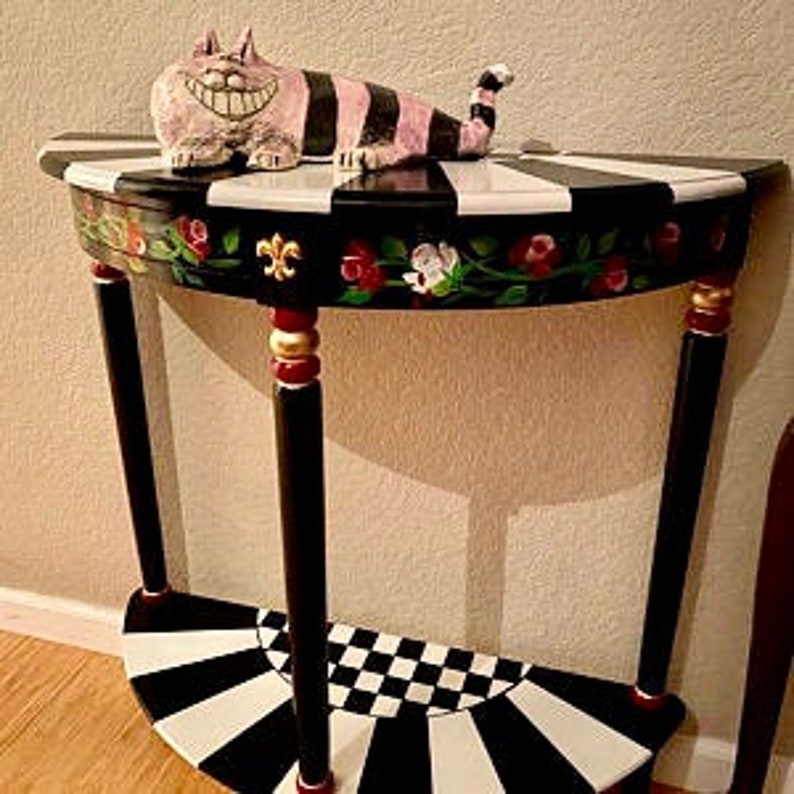 Whimsical Painted Furniture Half Moon Table // Crescent Table - Etsy