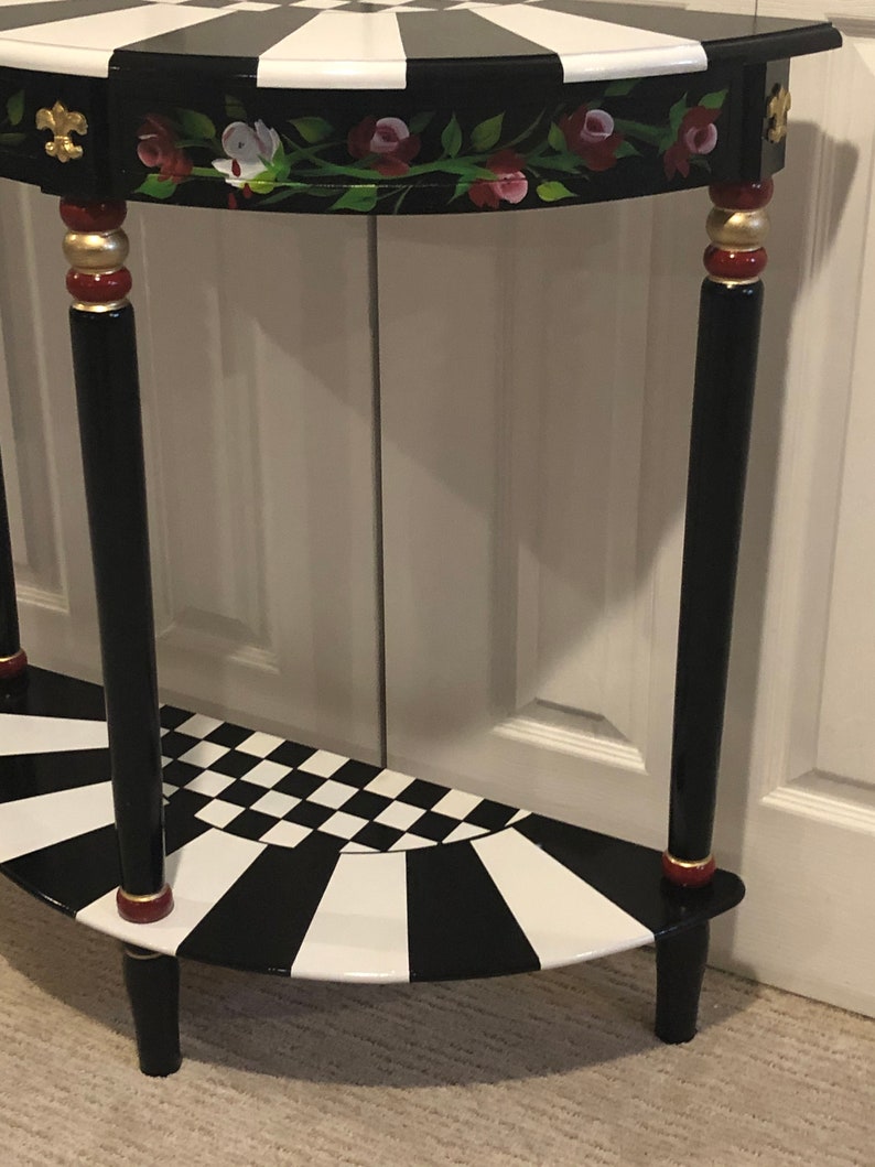 Whimsical Painted Furniture Half Moon Table // Crescent Table | Etsy