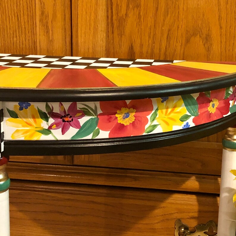 Whimsical Painted Furniture Half Moon Table Crescent Table - Etsy