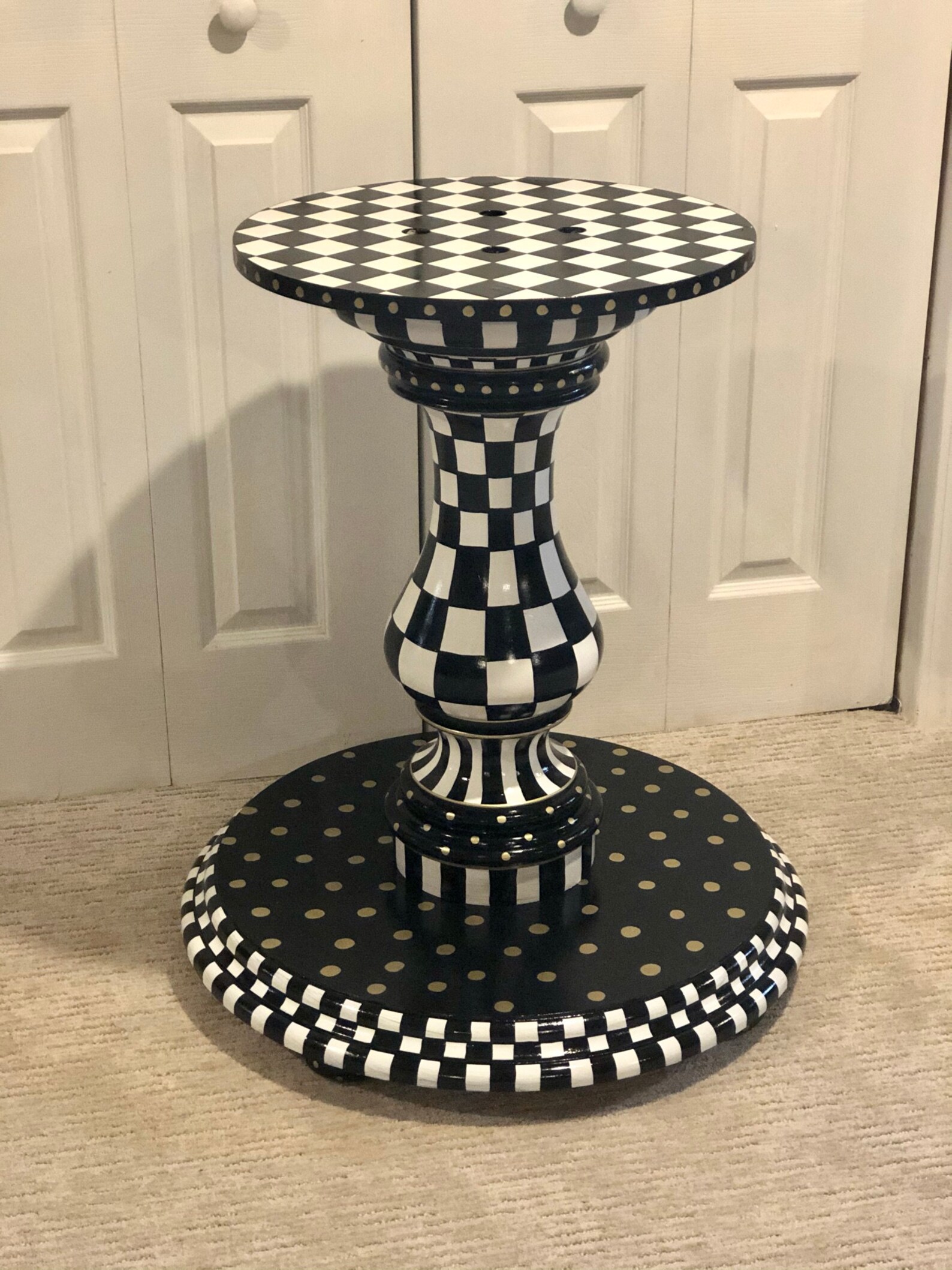 Whimsical Round Pedestal Table Base Wood Painted Table Base - Etsy