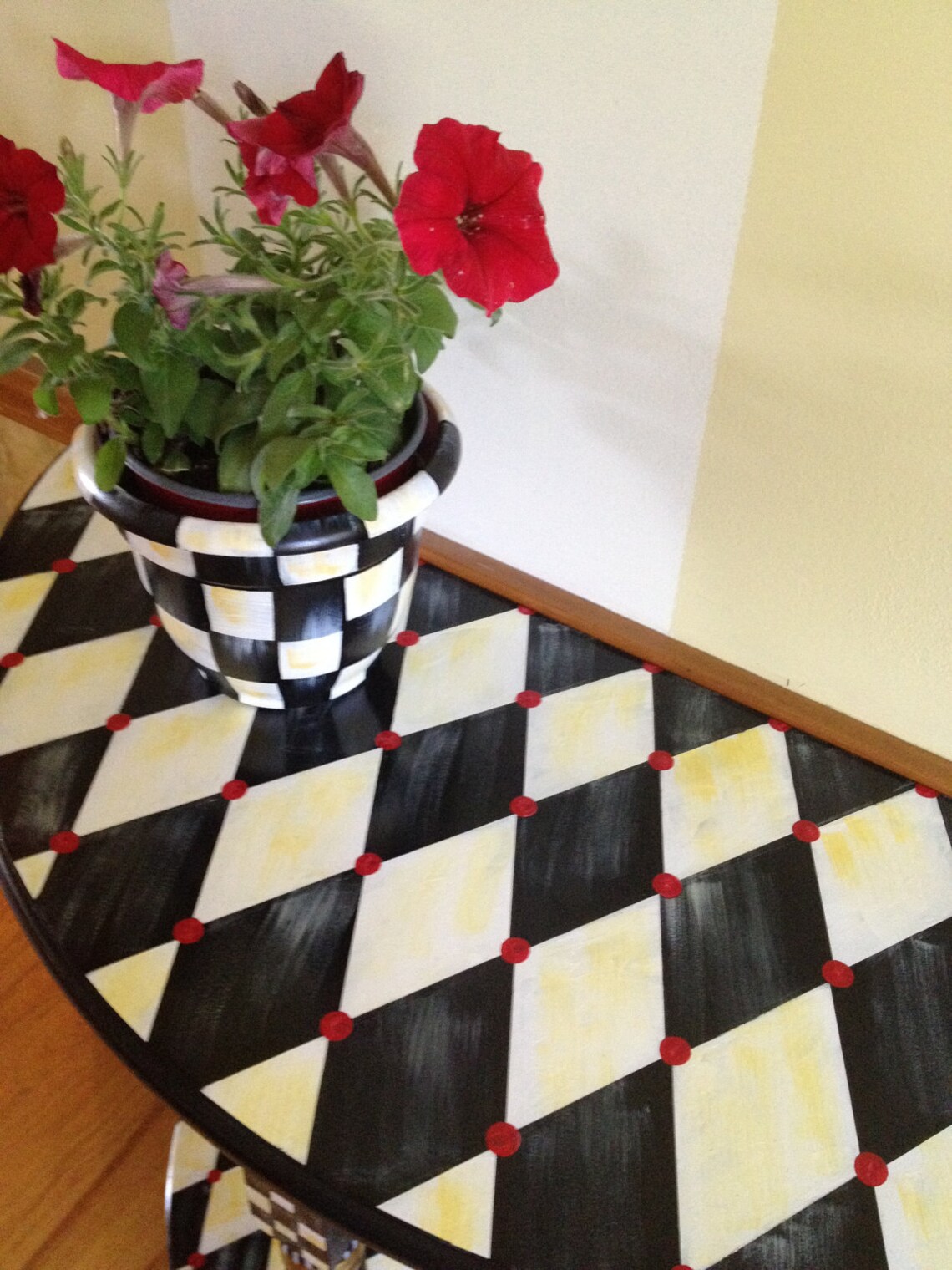 Harlequin Painted Crescent Table, Whimsical Accent Furniture - Etsy