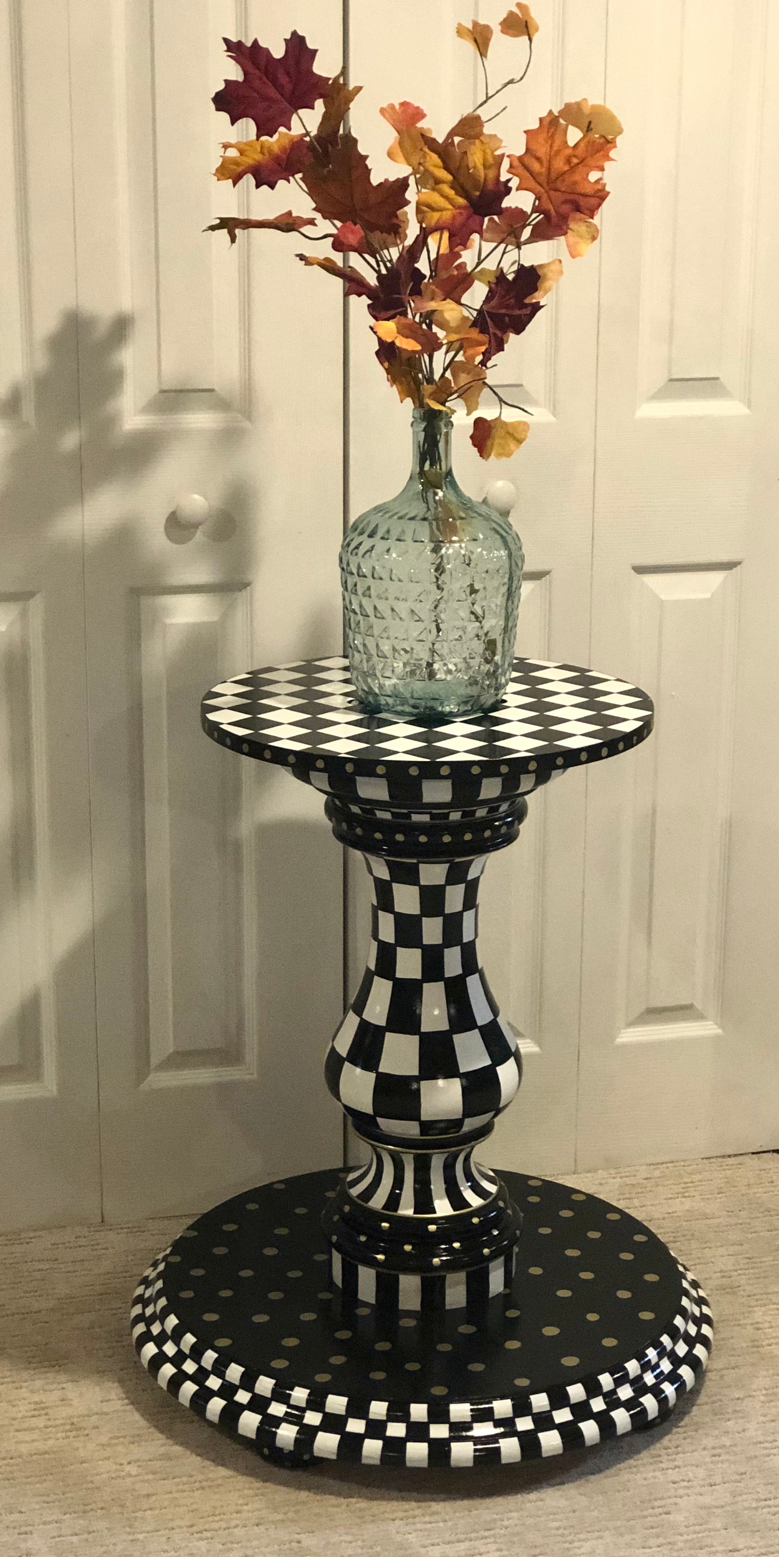 Whimsical Round Pedestal Table Base Wood Painted Table Base - Etsy