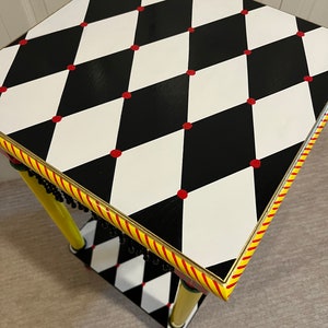 Harlequin Accent Table, Whimsical Hand Painted Home Decor - Etsy