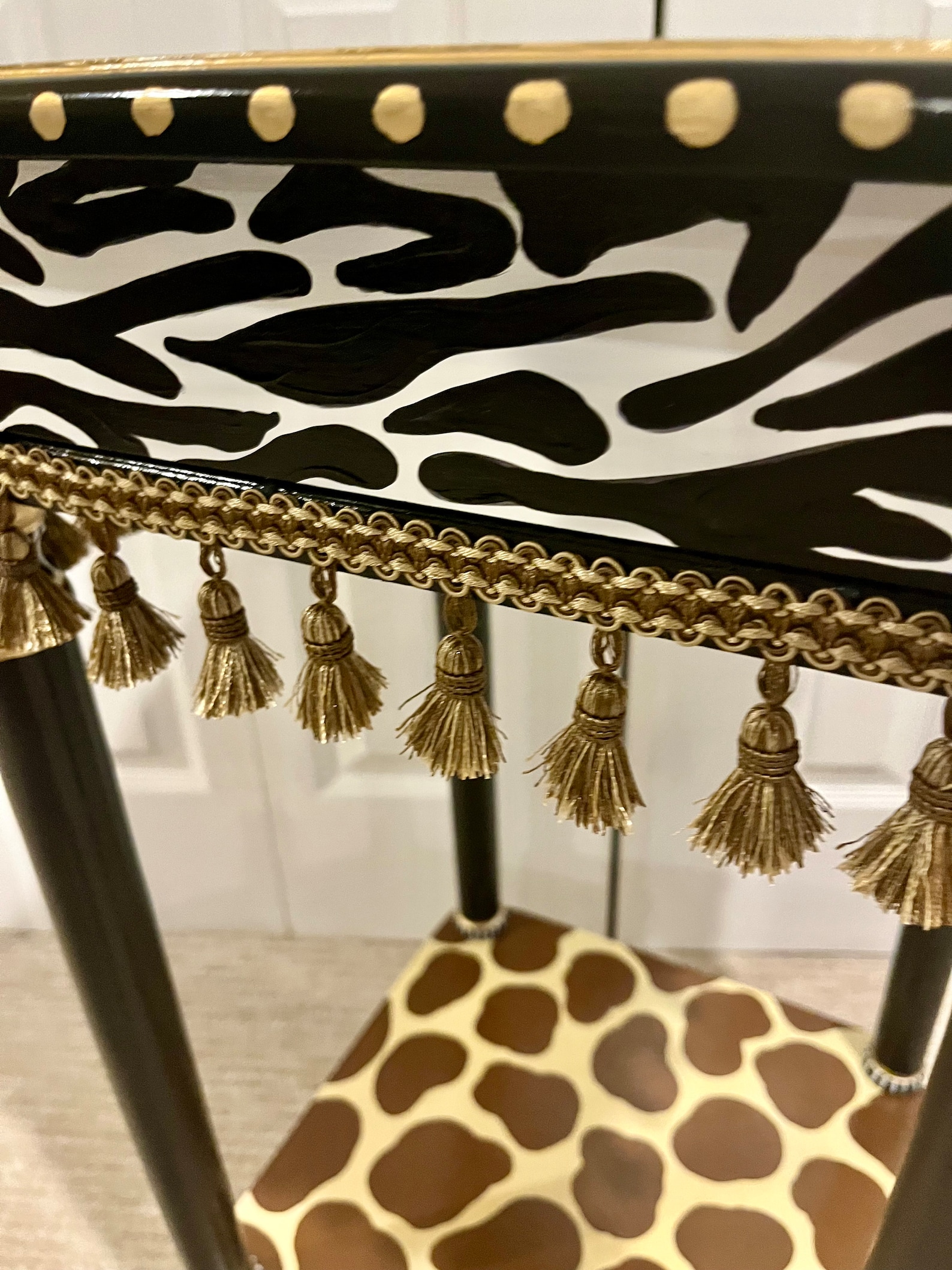 Whimsical Hand-painted Animal Print Accent Table - Etsy