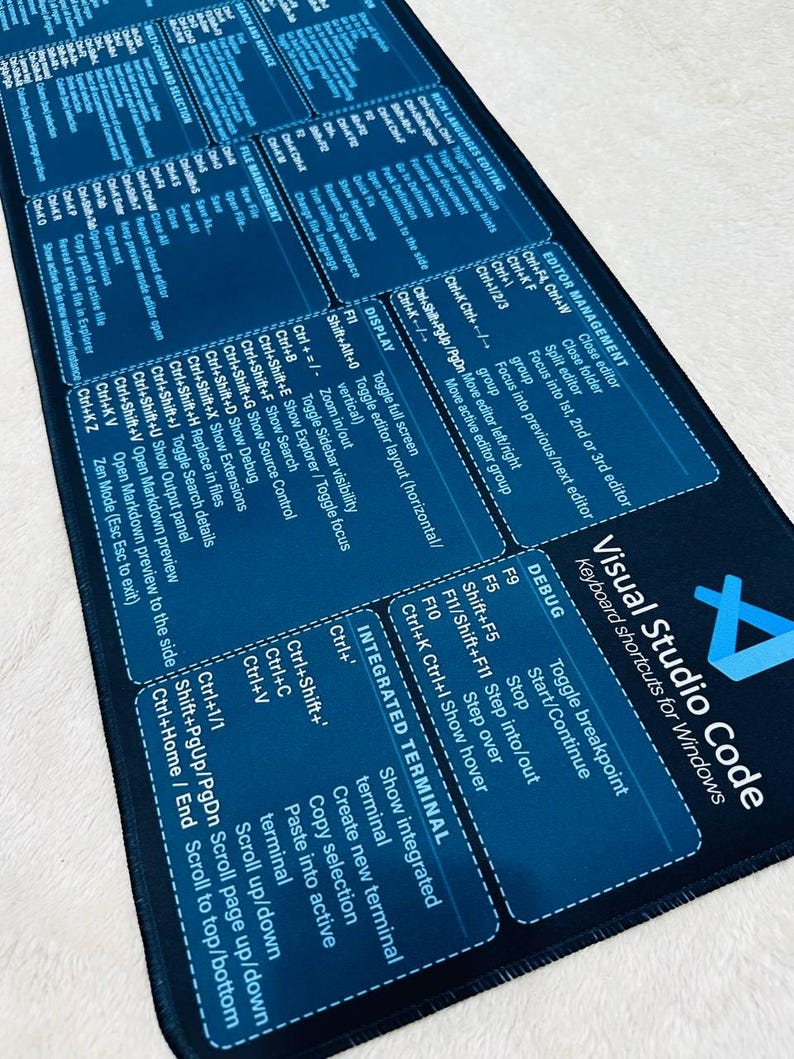 Visual Studio Code Shortcuts Mouse Mat for Designer, Quick Reference ...