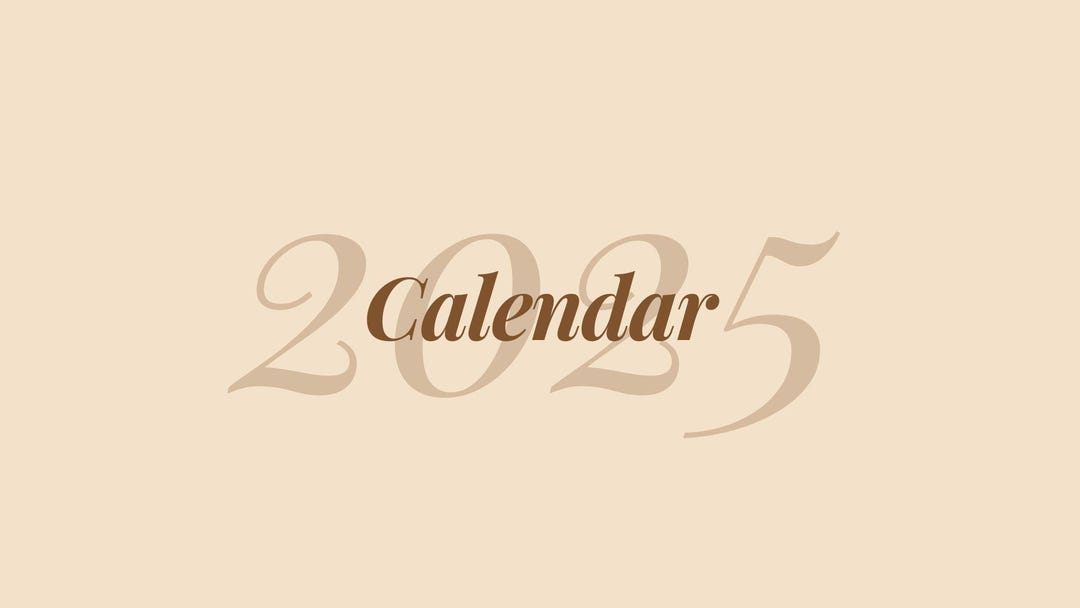 2025 Calm and Relaxing Aesthetic Calendar Brown & Beige Minimalist ...