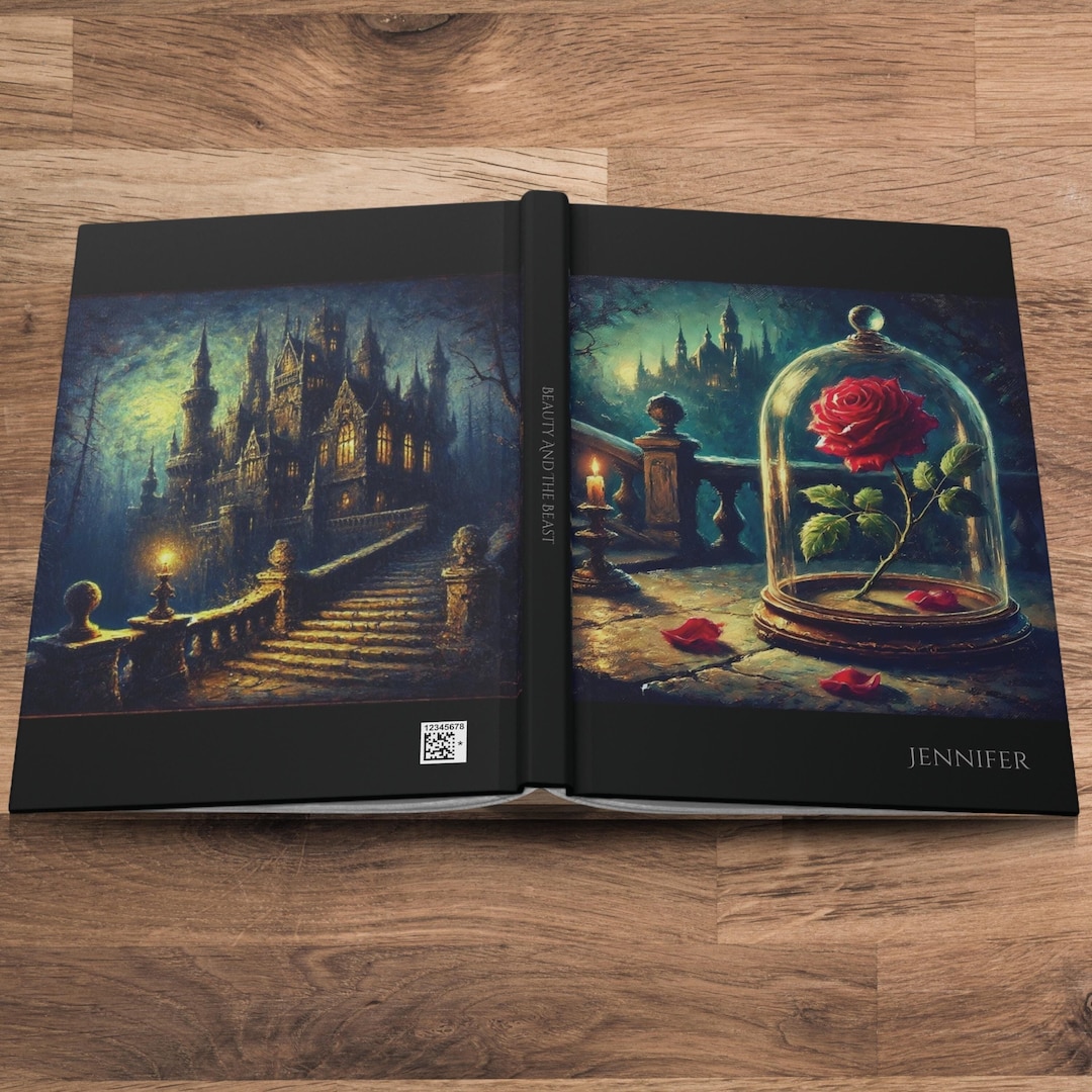 Personalized BEAUTY & THE BEAST Journal | Original Oil Paint Style Art | Unique Fairy Tale Gift ...