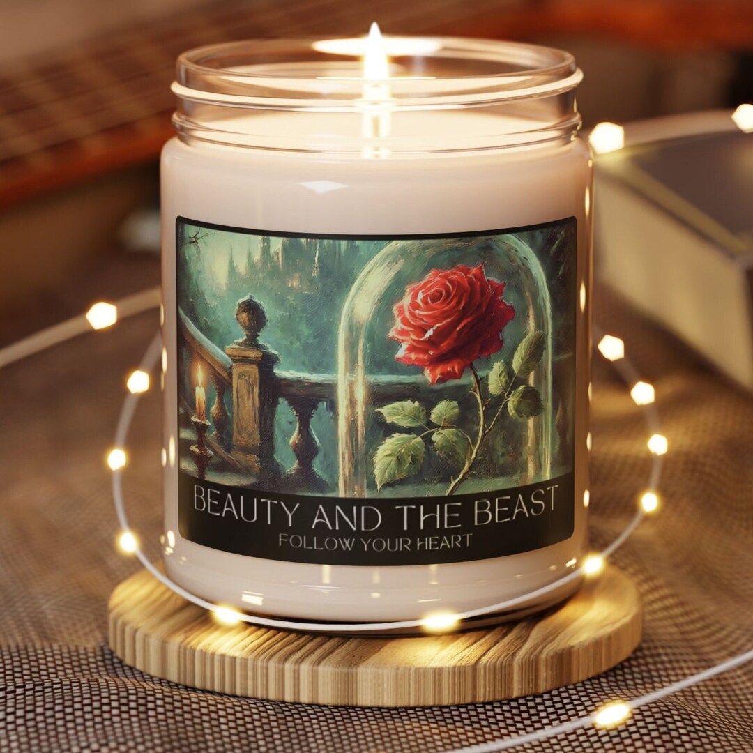 BEAUTY AND the BEAST 9oz Soy Candle Glass Jar Disney Candle Gift ...