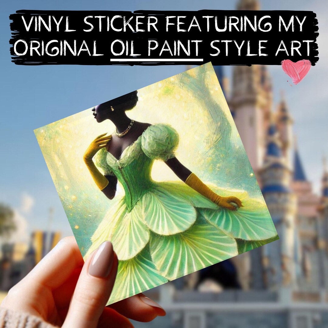 PRINCESS & THE FROG Vinyl Sticker Original Oil Paint Style Art Unique ...