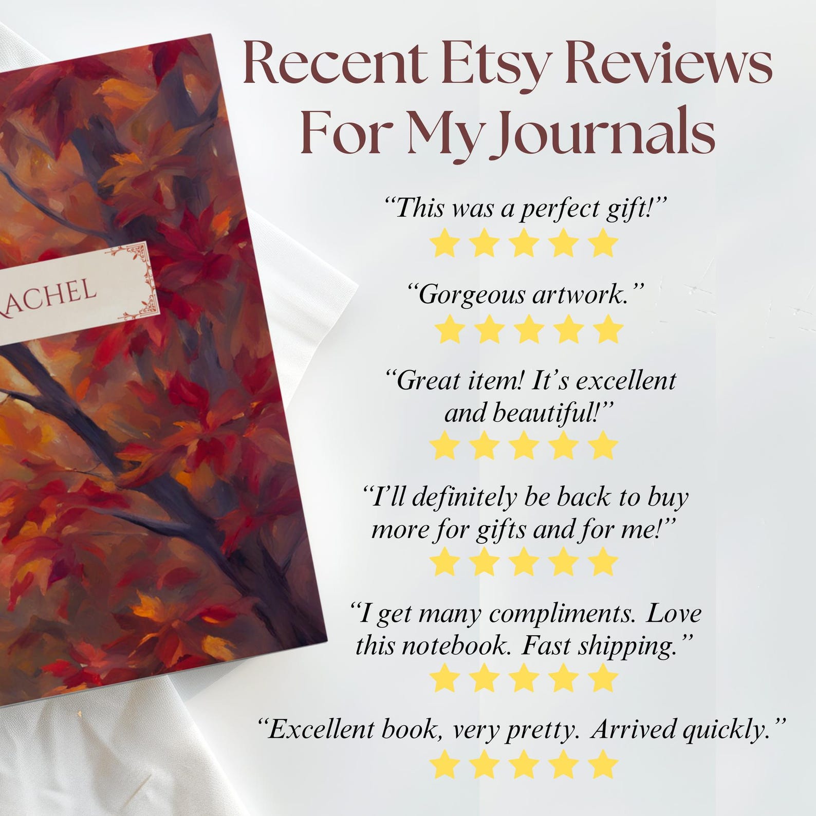 Personalized AUTUMN LEAVES Journal for Women | Original Artwork ...