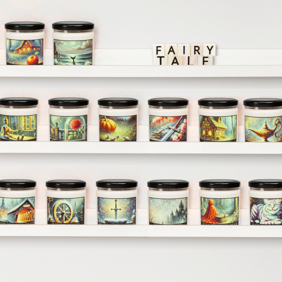 FAIRY TALES Candles Themed Scents Original Oil Paint Style Art Disney ...
