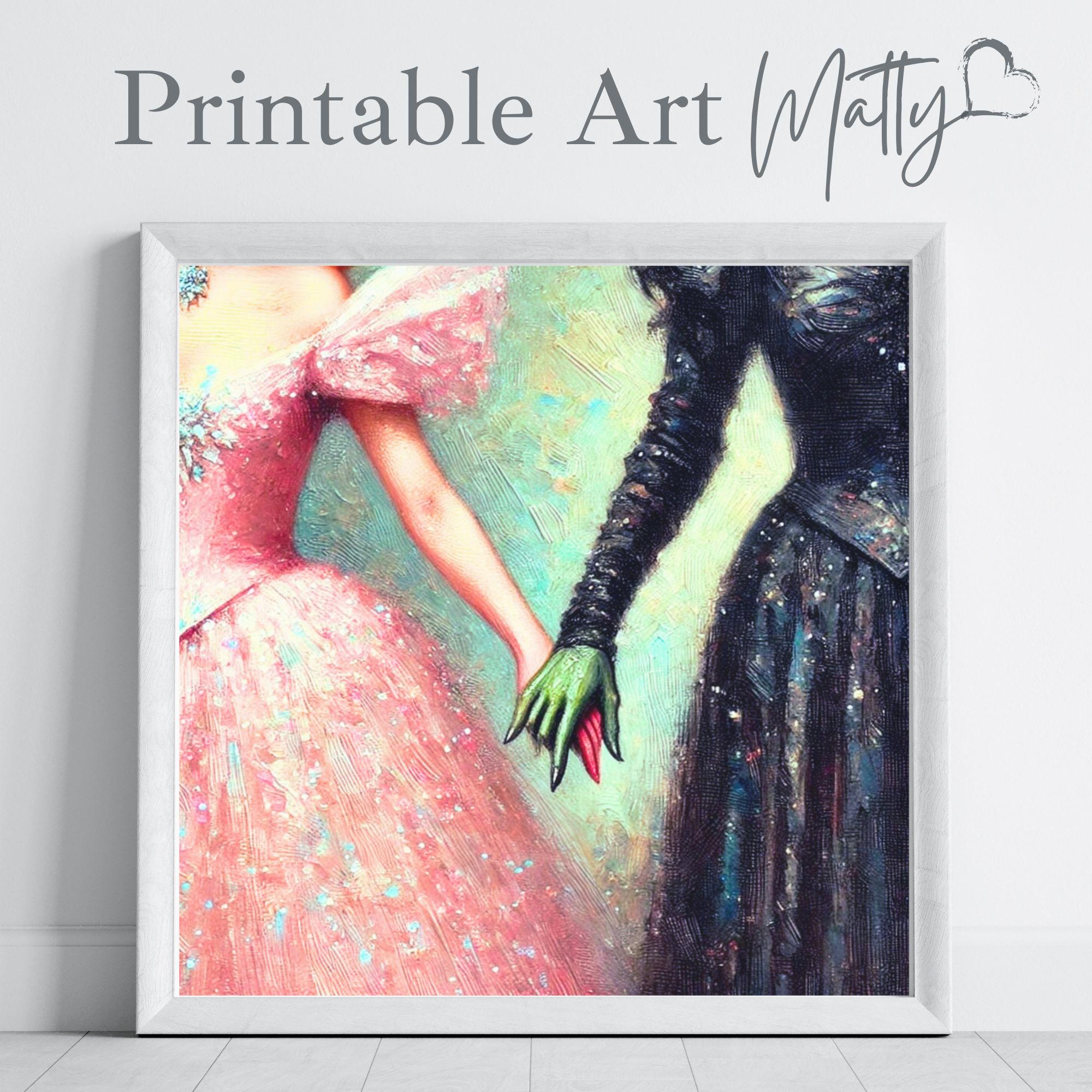 Printable GLINDA & WICKED WITCH Original Oil Paint Style Art Print Wall ...