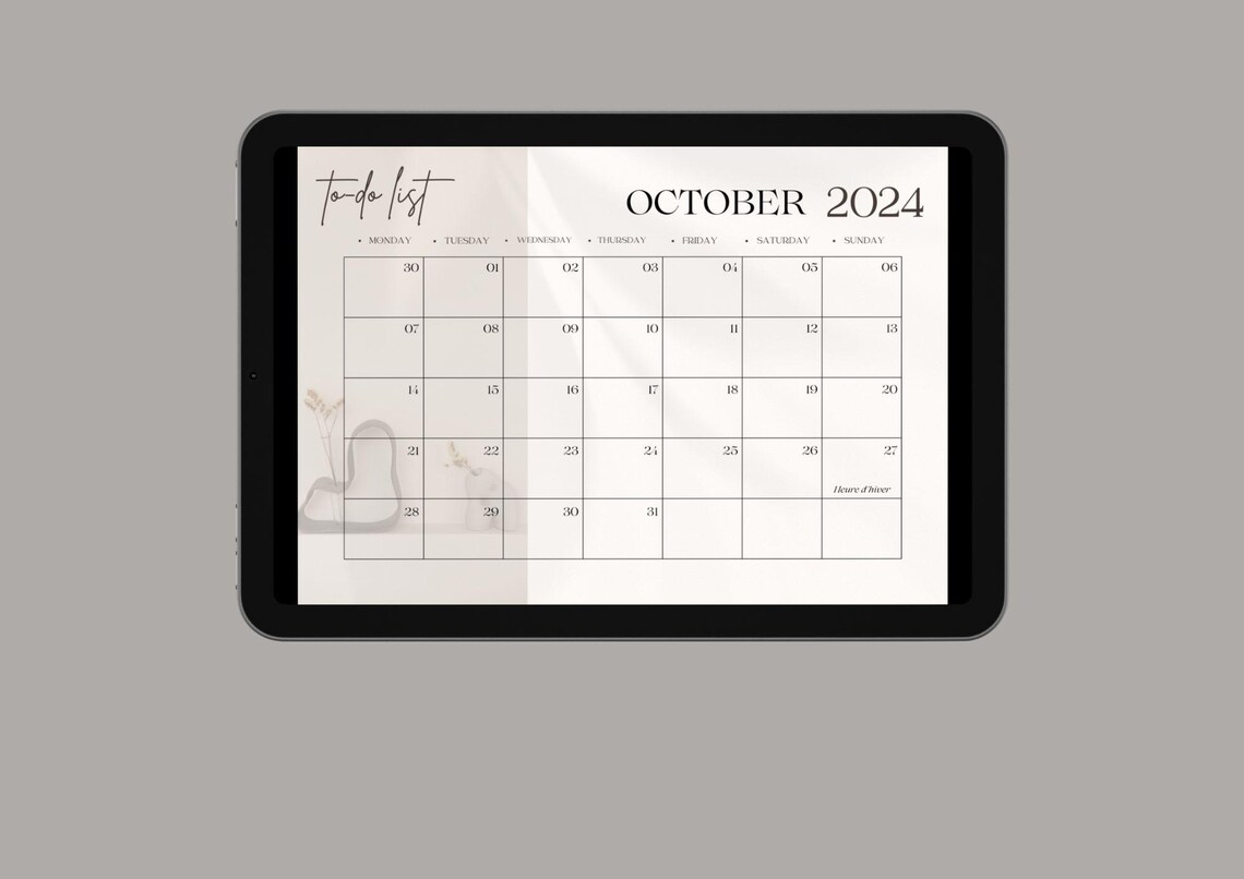 Minimalist October 2024 Calendar with To-Do List Elegant Monthly ...