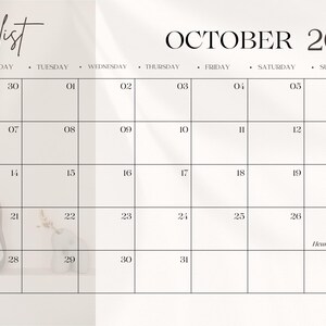 Minimalist October 2024 Calendar with To-Do List Elegant Monthly ...