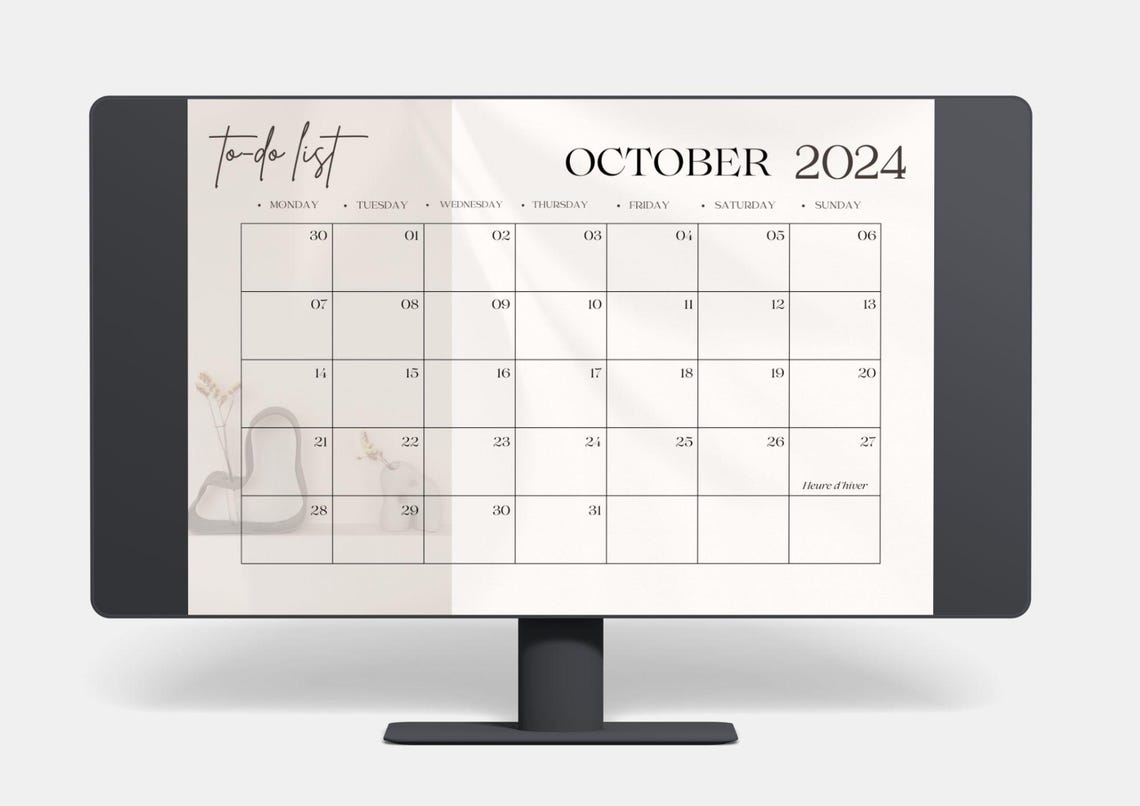 Minimalist October 2024 Calendar with To-Do List Elegant Monthly ...