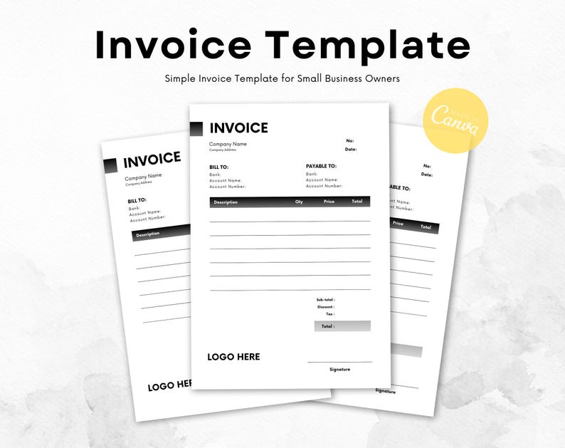 Invoice Template Editable Invoice Business Invoice Simple Invoice ...