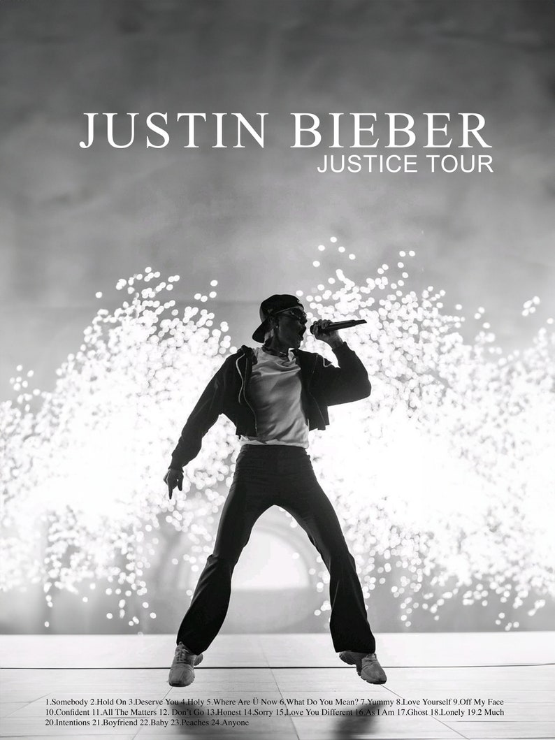 Justin Bieber justice Tour Poster Exclusive Artwork, High-quality Print ...