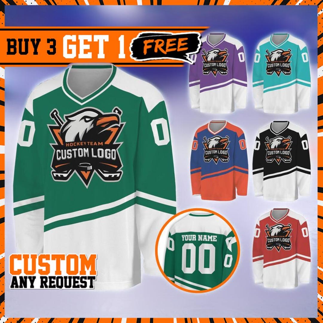 Personalized Hockey Team Jersey, Custom Ice Hockey Shirt for Kid Adult ...
