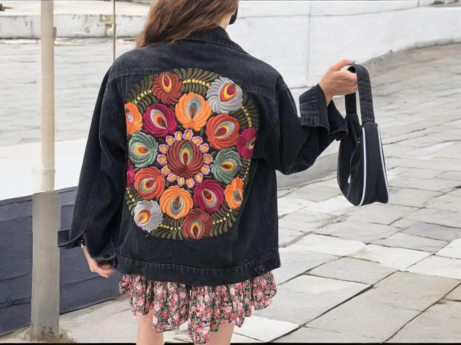 Oversized Denim Jacket | Stylish Floral Design Apparel | Streetwear ...