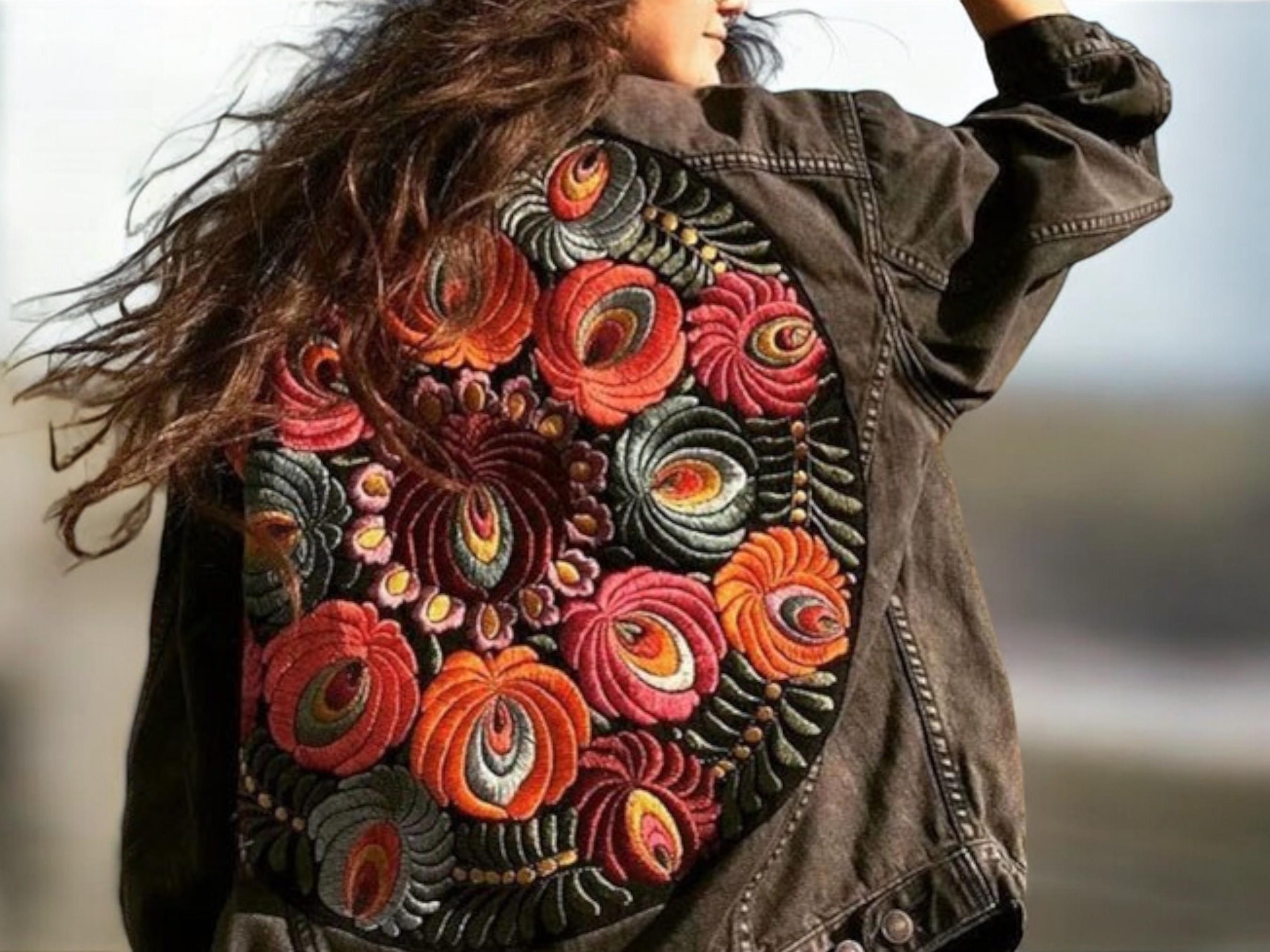 Oversized Denim Jacket | Stylish Floral Design Apparel | Streetwear ...