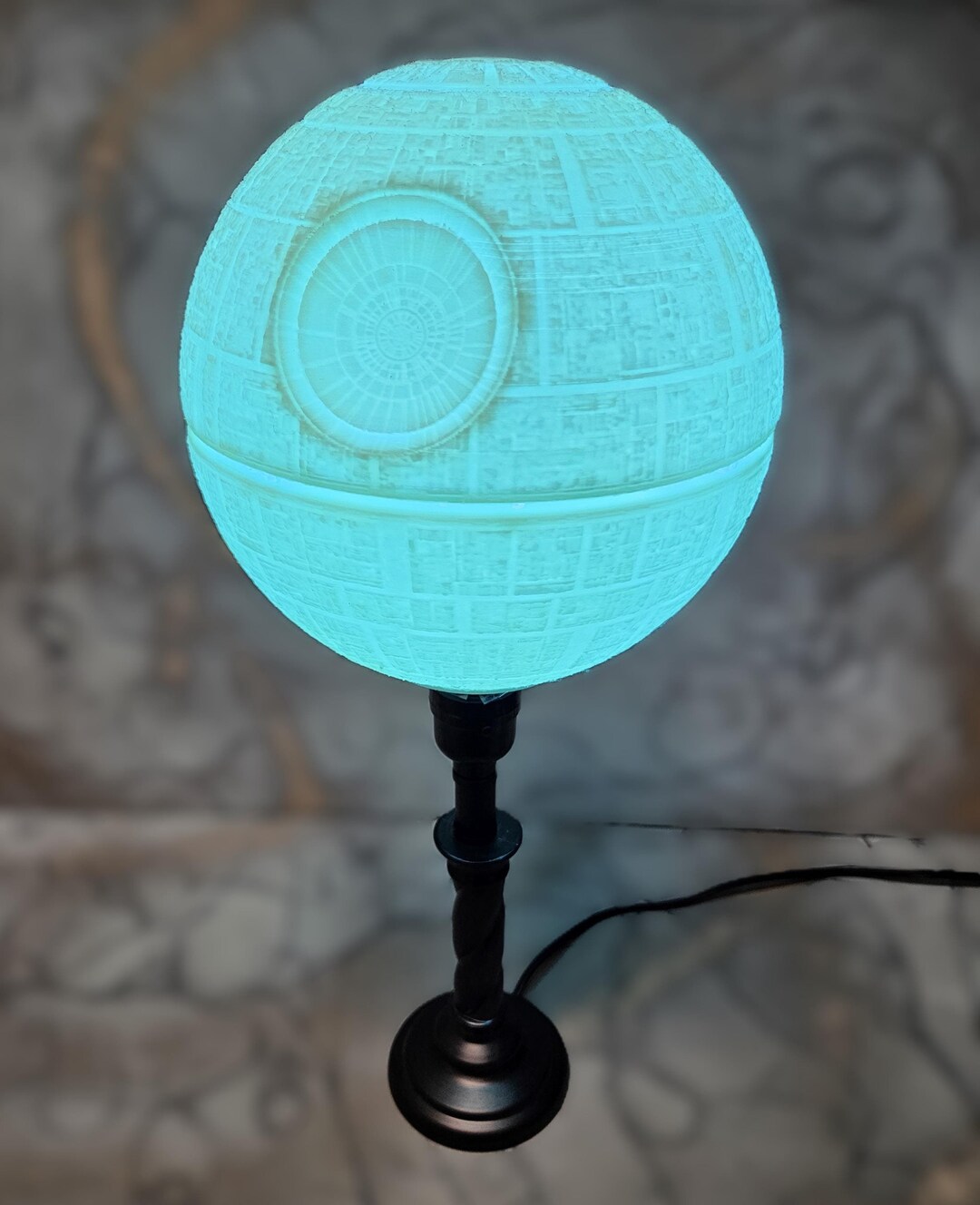 Star Wars Inspired Death Star Lithophane Lamp Shade glows in the Dark ...