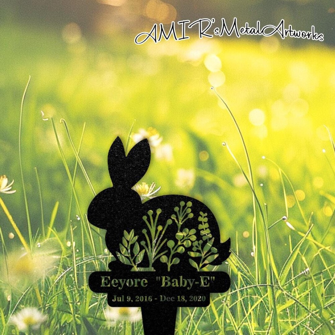 Custom Rabbit Memorial Grave Marker Metal Sign, Personalized Rabbit ...