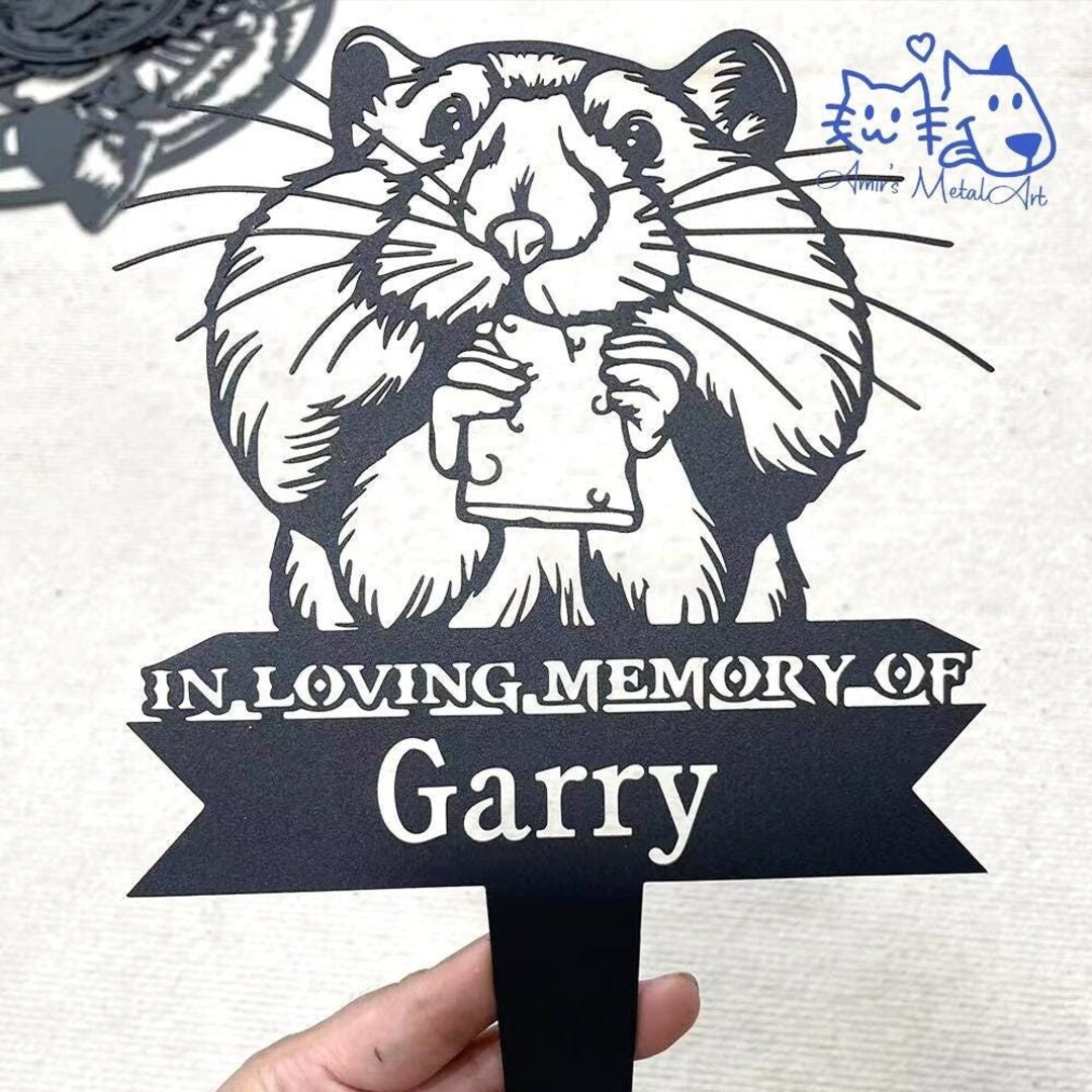 Personalized Metal Hamster Grave Marker, Custom Hamster Memorial Garden ...