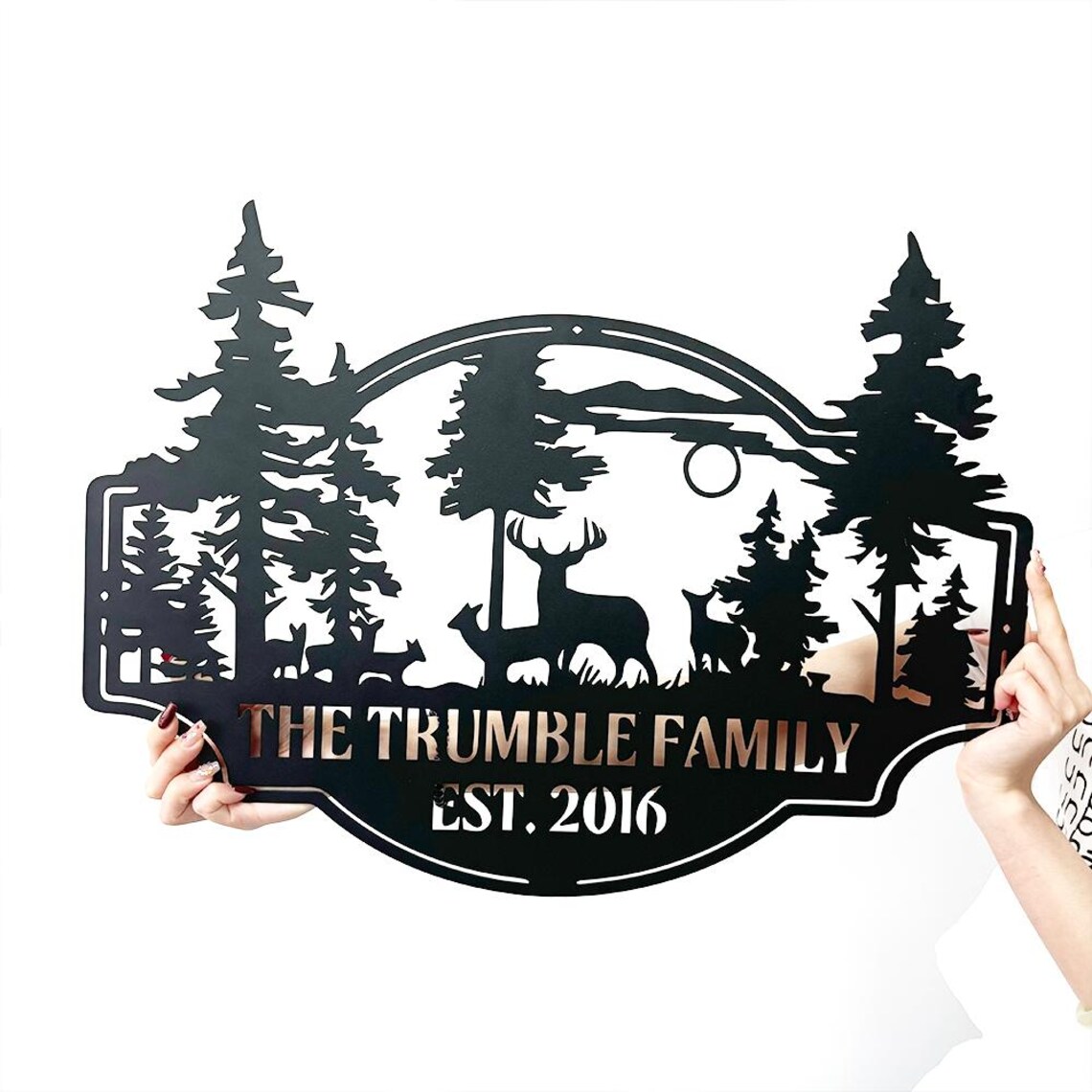 Mountain Cabin Metal Wall Art, Rustic Lodge Decor With Deer & Pine Tree ...