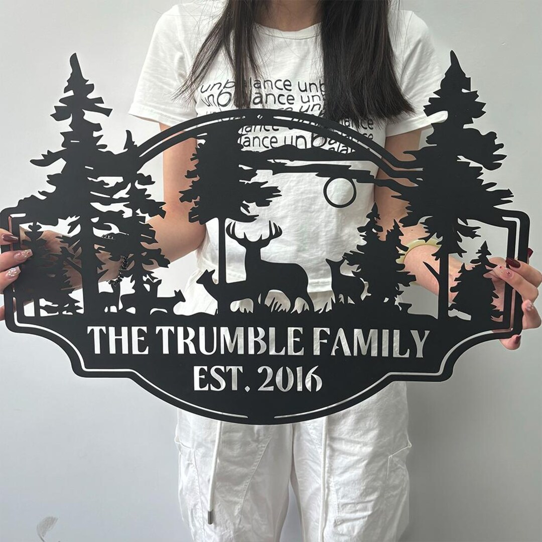 Mountain Cabin Metal Wall Art, Rustic Lodge Decor With Deer & Pine Tree ...