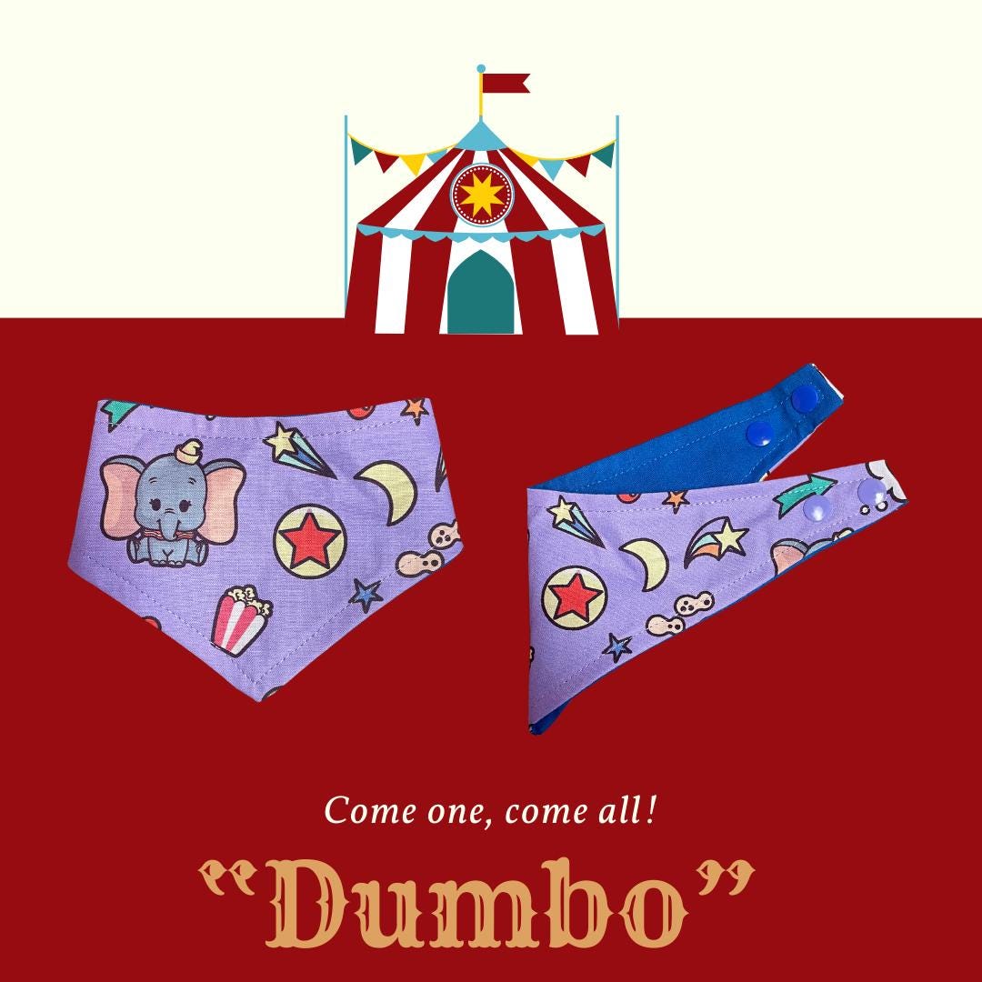Dumbo Circus 2-1 Snap on Bandana - Etsy