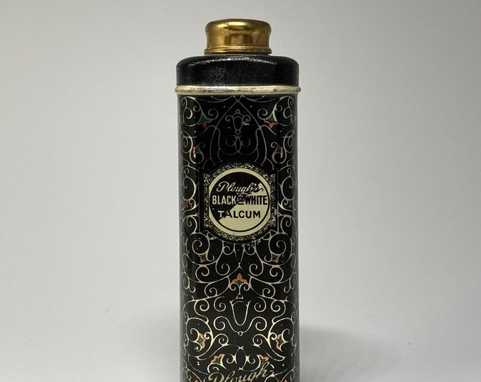 Vintage Plough’s Black and White Talcum Tin, Vintage Talc Tin, Art Deco ...