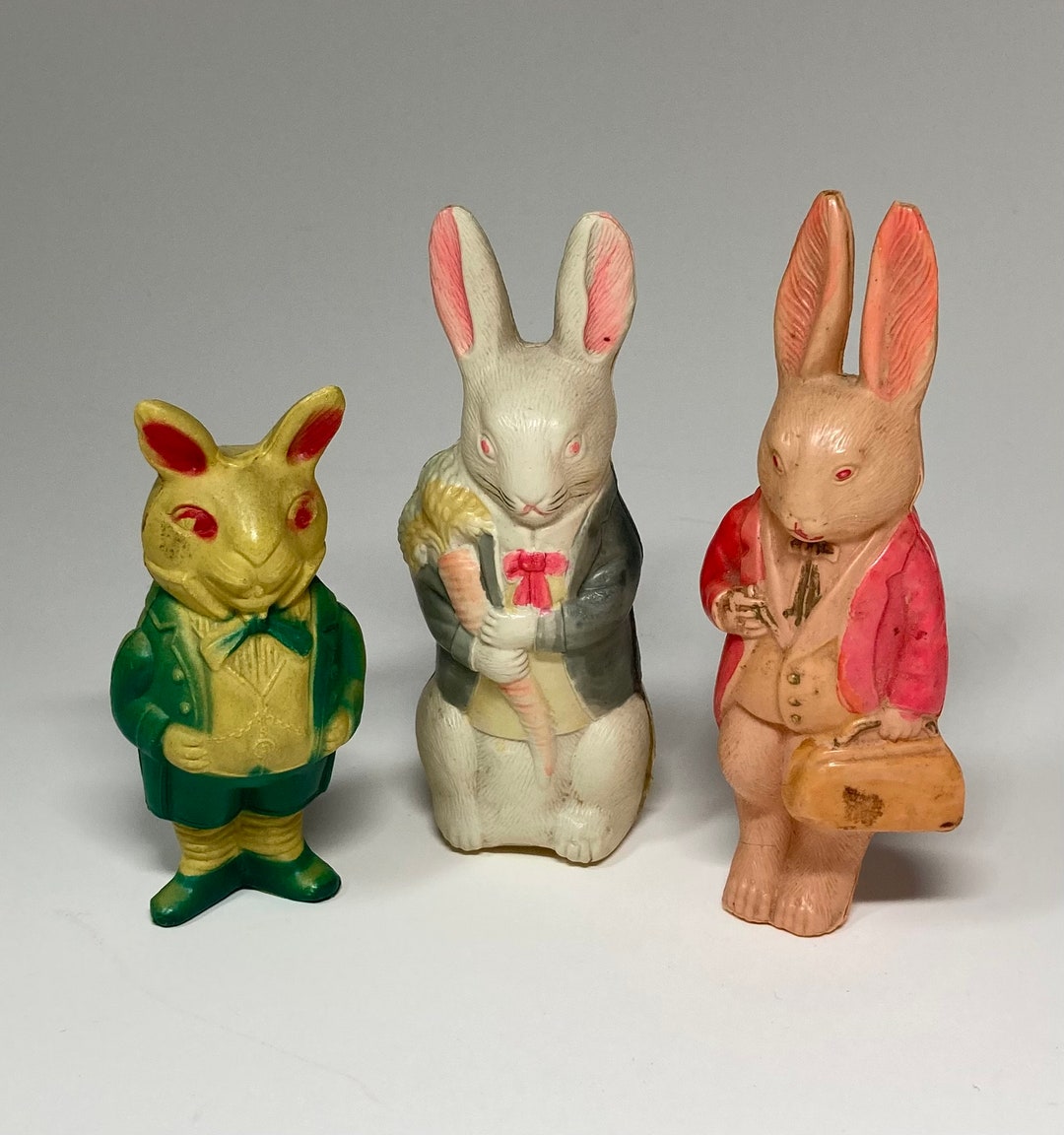 Collection of Three Vintage Celluloid Easter Rabbits, Celluloid Easter ...