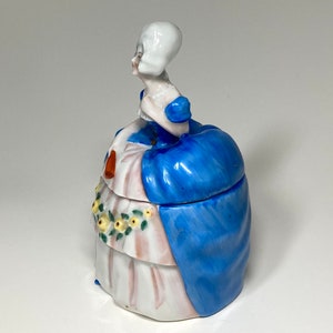 Vintage Figural Powder Jar, Girl in Blue Dress Powder Doll, Vintage ...