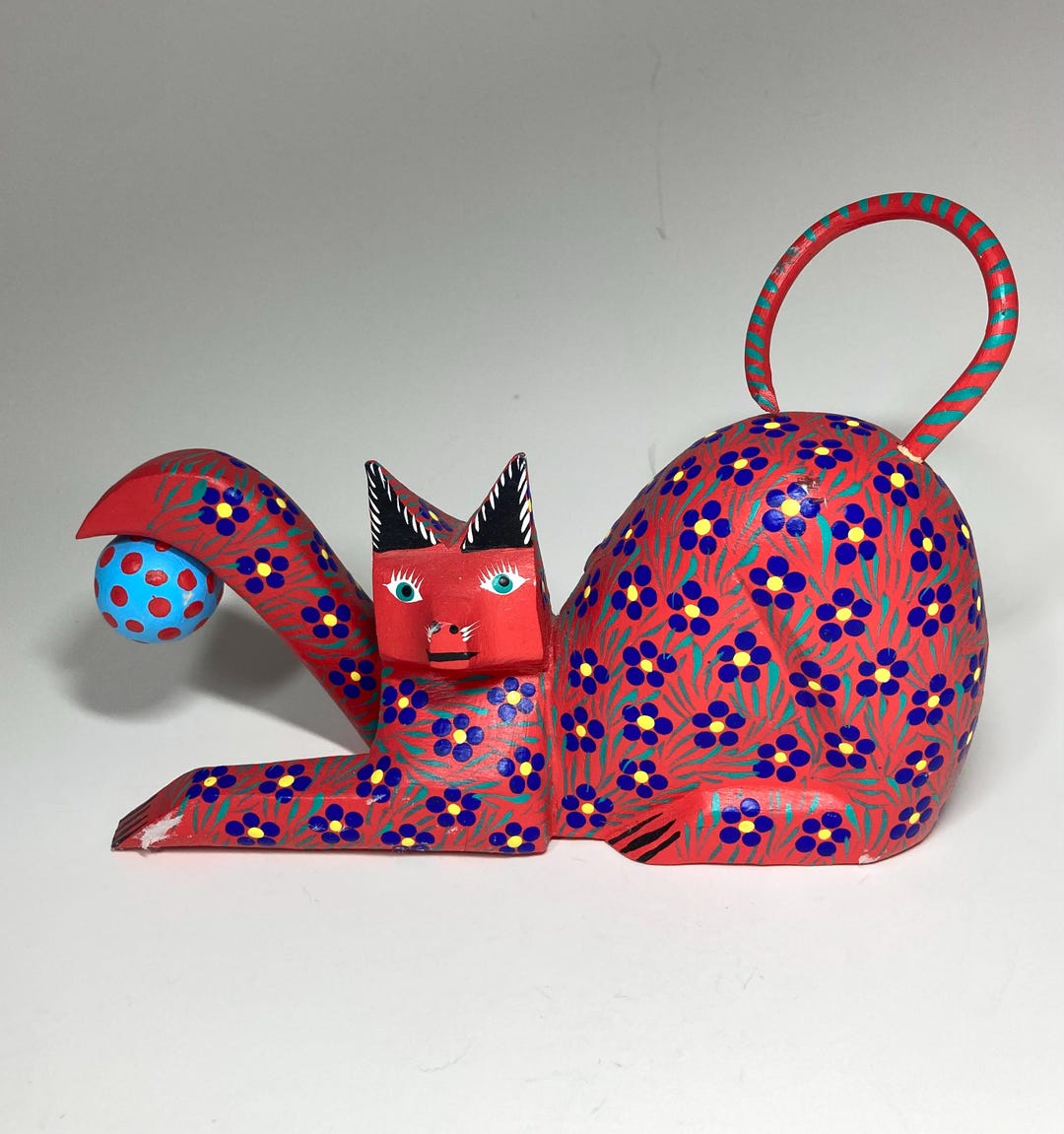 Vintage Alebrije Cat From Mexico, Mexican Folk Art Cat Hand Painted and ...